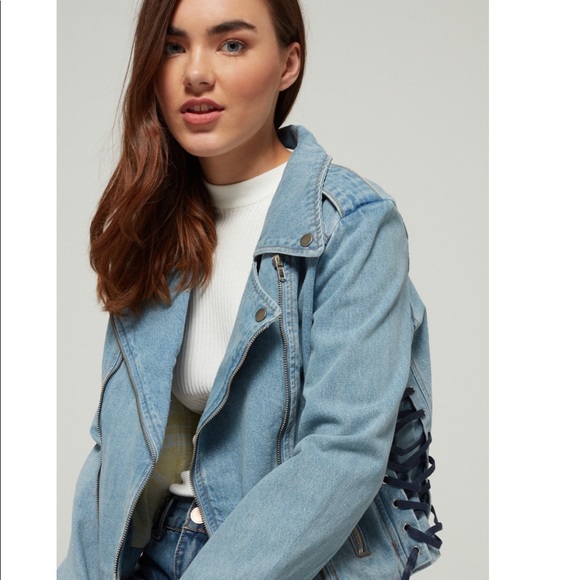 Current Air | Jackets & Coats | Nwt Current Air Lace Up Denim Jacket ...